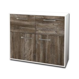 Stil.Zeit Sideboard Calliope | Korpus Weiß | Treibholz mit Griffen (92x79x35cm)