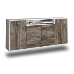 Stil.Zeit Sideboard Carrollton | Korpus Weiß | Treibholz hängend mit Griffen (180x79x35cm)