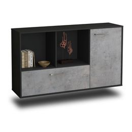 Stil.Zeit Sideboard Palmdale | Korpus Anthrazit | Beton hängend mit Griffen (136x79x35cm)