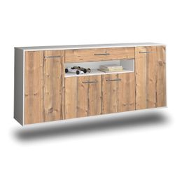 Stil.Zeit Sideboard Lansing | Korpus Weiß | Pinie hängend mit Griffen (180x79x35cm)