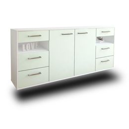 Stil.Zeit Sideboard Thornton | Korpus Weiß | Mint hängend mit Griffen (180x79x35cm)