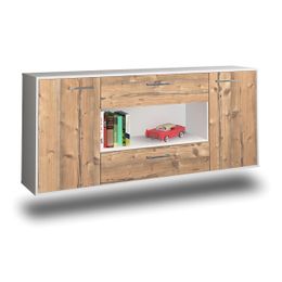 Stil.Zeit Sideboard Denton | Korpus Weiß | Pinie hängend mit Griffen (180x79x35cm)