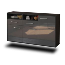 Stil.Zeit Sideboard Hollywood | Korpus Anthrazit | Grau hängend mit Griffen (136x79x35cm)