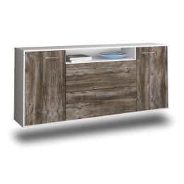 Stil.Zeit Sideboard Thousand Oaks | Korpus Weiß | Treibholz hängend mit Griffen (180x79x35cm)