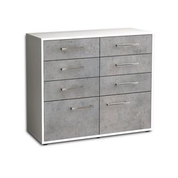 Stil.Zeit Sideboard Celeste | Korpus Weiß | Beton mit Griffen (92x79x35cm)