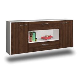 Stil.Zeit Sideboard Denton | Korpus Weiß | Walnuss hängend mit Griffen (180x79x35cm)