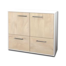 Stil.Zeit Sideboard Cara | Korpus Weiß | Zeder mit Griffen (92x79x35cm)