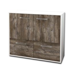 Stil.Zeit Sideboard Cara | Korpus Weiß | Treibholz mit Griffen (92x79x35cm)