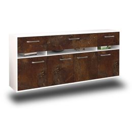 Stil.Zeit Sideboard Gainesville | Korpus Weiß | Rost hängend mit Griffen (180x79x35cm)