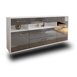 Stil.Zeit Sideboard Inglewood | Korpus Weiß | Grau hängend mit Griffen (180x79x35cm)