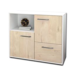 Stil.Zeit Sideboard Carina | Korpus Weiß | Zeder mit Griffen (92x79x35cm)