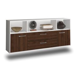 Stil.Zeit Sideboard Hartford | Korpus Weiß | Walnuss hängend mit Griffen (180x79x35cm)