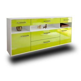 Stil.Zeit Sideboard Inglewood | Korpus Weiß | Grün hängend mit Griffen (180x79x35cm)