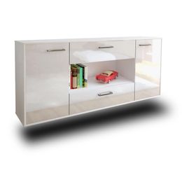 Stil.Zeit Sideboard Denton | Korpus Weiß | Weiß hängend mit Griffen (180x79x35cm)