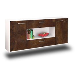 Stil.Zeit Sideboard Denton | Korpus Weiß | Rost hängend mit Griffen (180x79x35cm)