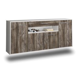 Stil.Zeit Sideboard Lansing | Korpus Weiß | Treibholz hängend mit Griffen (180x79x35cm)