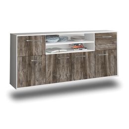 Stil.Zeit Sideboard Topeka | Korpus Weiß | Treibholz hängend mit Griffen (180x79x35cm)