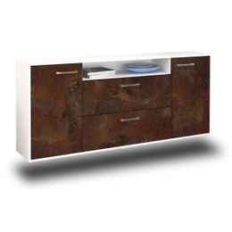 Stil.Zeit Sideboard Thousand Oaks | Korpus Weiß | Rost hängend mit Griffen (180x79x35cm)