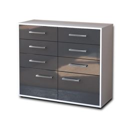 Stil.Zeit Sideboard Celeste | Korpus Weiß | Grau mit Griffen (92x79x35cm)