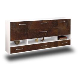 Stil.Zeit Sideboard Lafayette | Korpus Weiß | Rost hängend mit Griffen (180x79x35cm)