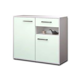 Stil.Zeit Sideboard Charlotta | Korpus Weiß | Mint mit Griffen (92x79x35cm)