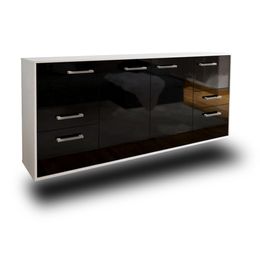 Stil.Zeit Sideboard Beaumont | Korpus Weiß | Schwarz hängend mit Griffen (180x79x35cm)