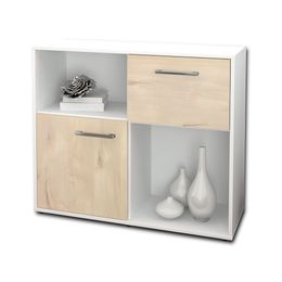 Stil.Zeit Sideboard Carola | Korpus Weiß | Zeder mit Griffen (92x79x35cm)