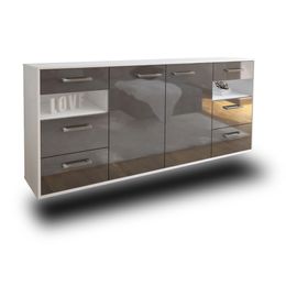 Stil.Zeit Sideboard Thornton | Korpus Weiß | Grau hängend mit Griffen (180x79x35cm)