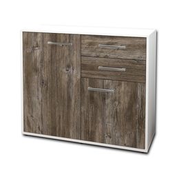 Stil.Zeit Sideboard Chantal | Korpus Weiß | Treibholz mit Griffen (92x79x35cm)