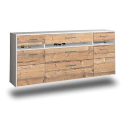 Stil.Zeit Sideboard Manchester | Korpus Weiß | Pinie hängend mit Griffen (180x79x35cm)