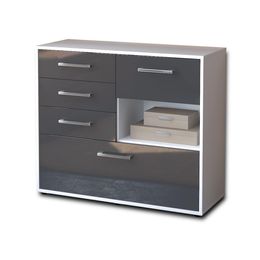 Stil.Zeit Sideboard Coco | Korpus Weiß | Grau mit Griffen (92x79x35cm)