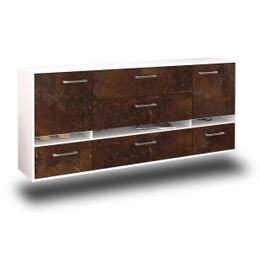 Stil.Zeit Sideboard Athens | Korpus Weiß | Rost hängend mit Griffen (180x79x35cm)