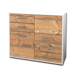 Stil.Zeit Sideboard Circe | Korpus Weiß | Pinie mit Griffen (92x79x35cm)