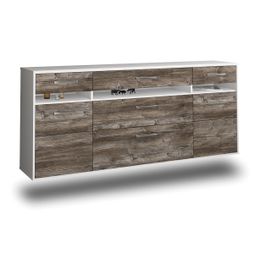 Stil.Zeit Sideboard Manchester | Korpus Weiß | Treibholz hängend mit Griffen (180x79x35cm)