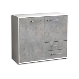 Stil.Zeit Sideboard Saila| Korpus Weiß | Beton mit Griffen (92x79x35cm)