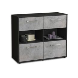 Stil.Zeit Sideboard Carmen | Korpus Anthrazit | Beton mit Griffen (92x79x35cm)