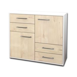 Stil.Zeit Sideboard Ciara | Korpus Weiß | Zeder mit Griffen (92x79x35cm)