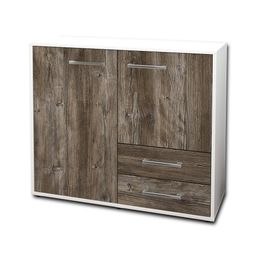 Stil.Zeit Sideboard Saila| Korpus Weiß | Treibholz mit Griffen (92x79x35cm)