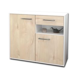 Stil.Zeit Sideboard Charlotta | Korpus Weiß | Zeder mit Griffen (92x79x35cm)