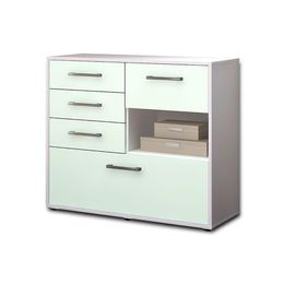 Stil.Zeit Sideboard Coco | Korpus Weiß | Mint mit Griffen (92x79x35cm)