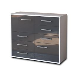 Stil.Zeit Sideboard Clarissa | Korpus Weiß | Grau mit Griffen (92x79x35cm)