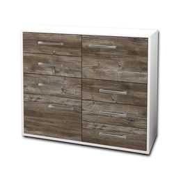 Stil.Zeit Sideboard Circe | Korpus Weiß | Treibholz mit Griffen (92x79x35cm)