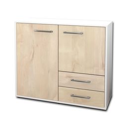 Stil.Zeit Sideboard Saila| Korpus Weiß | Zeder mit Griffen (92x79x35cm)