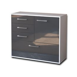 Stil.Zeit Sideboard Corina | Korpus Weiß | Grau mit Griffen (92x79x35cm)