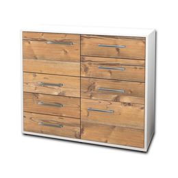 Stil.Zeit Sideboard Clarissa | Korpus Weiß | Pinie mit Griffen (92x79x35cm)