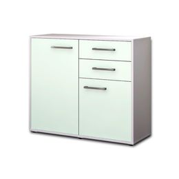 Stil.Zeit Sideboard Chantal | Korpus Weiß | Mint mit Griffen (92x79x35cm)