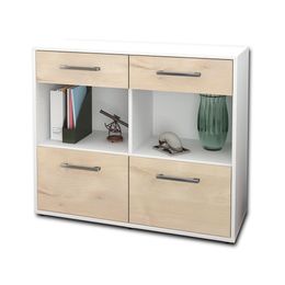 Stil.Zeit Sideboard Christina | Korpus Weiß | Zeder mit Griffen (92x79x35cm)