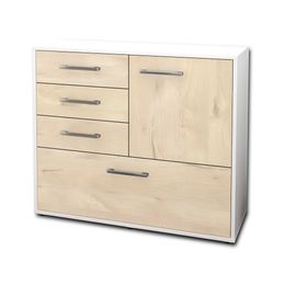 Stil.Zeit Sideboard Corina | Korpus Weiß | Zeder mit Griffen (92x79x35cm)