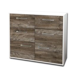 Stil.Zeit Sideboard Dalida | Korpus Weiß | Treibholz mit Griffen (92x79x35cm)