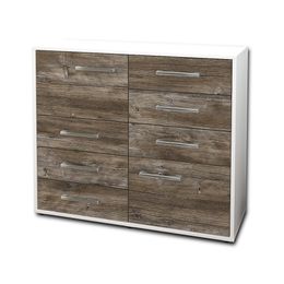 Stil.Zeit Sideboard Clarissa | Korpus Weiß | Treibholz mit Griffen (92x79x35cm)